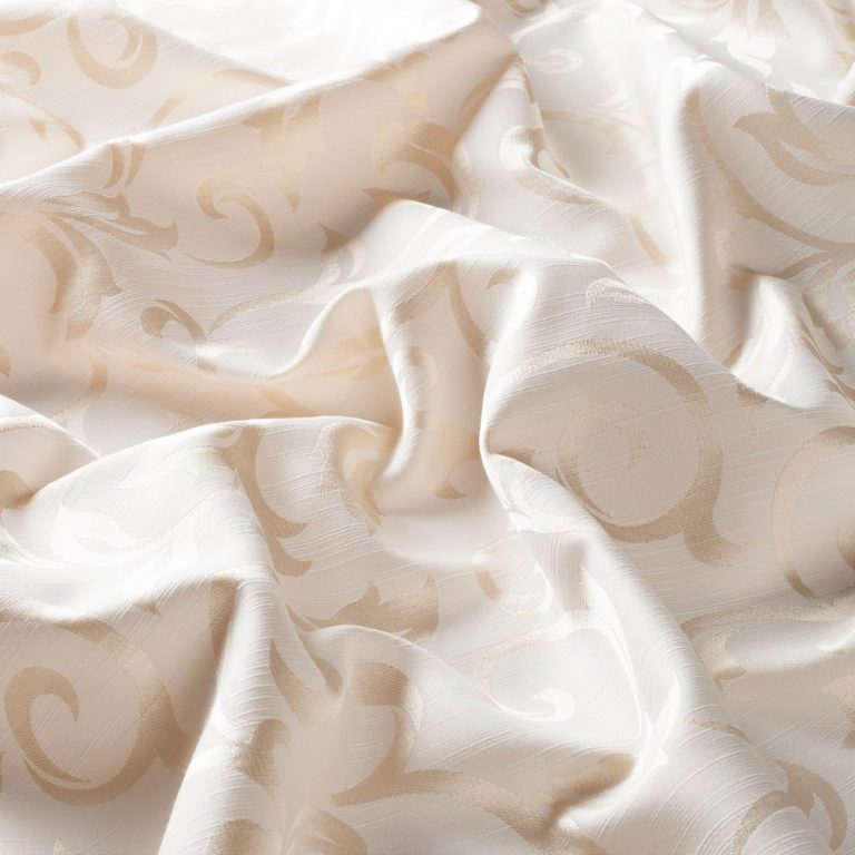 Draperii model floral crem auriu din poliester jacquard Danielle ...