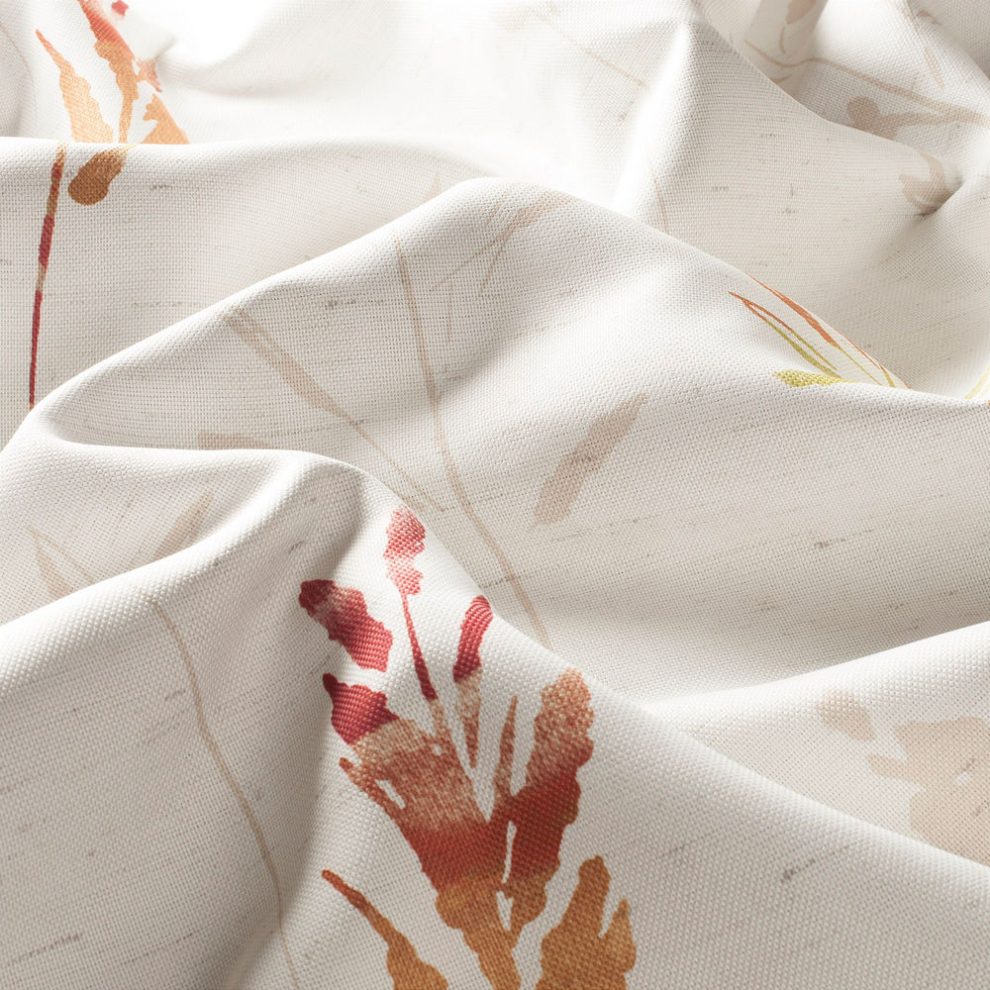 Draperii model floral crem rosu din poliester printat Felix FR ...