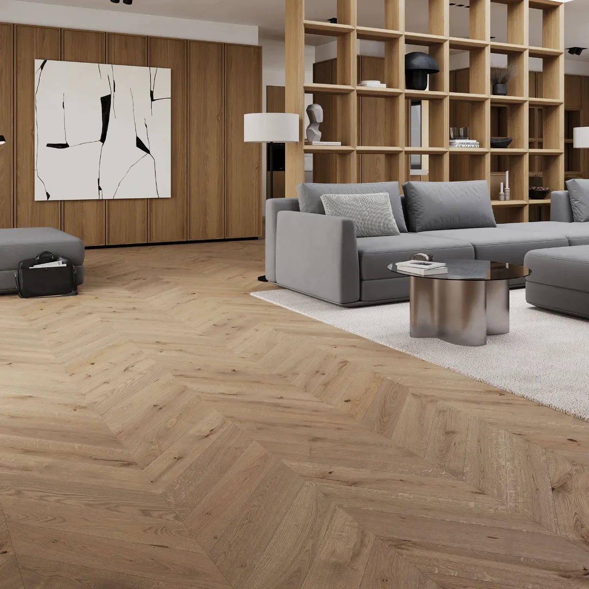 Parchet Stejar Gri Herringbone, Periat, 14 mm | Mat